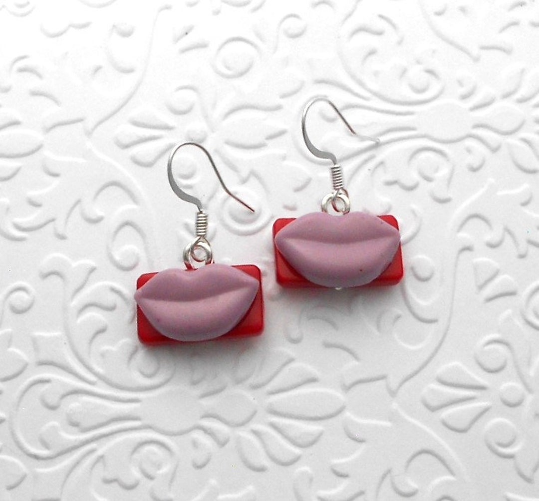 Fused Glass Lips - Big Lips - Valentine Earrings - Fused Glass Earrings ...