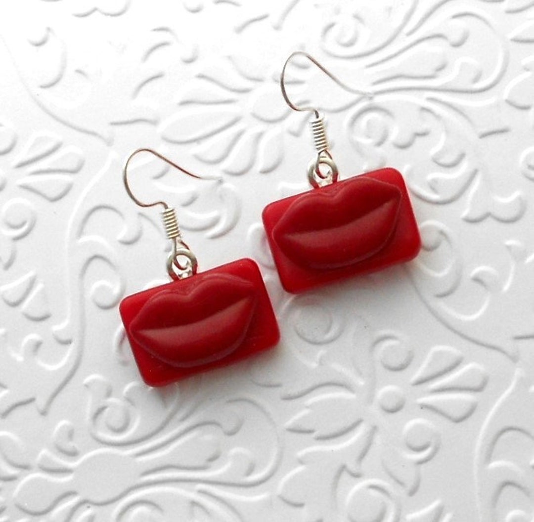 Fused Glass Lips - Big Lips - Valentine Earrings - Fused Glass Earrings ...