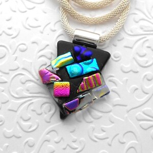 Funky Necklace Fused Glass Pendant Boho Dichroic Glass Fused Glass ...
