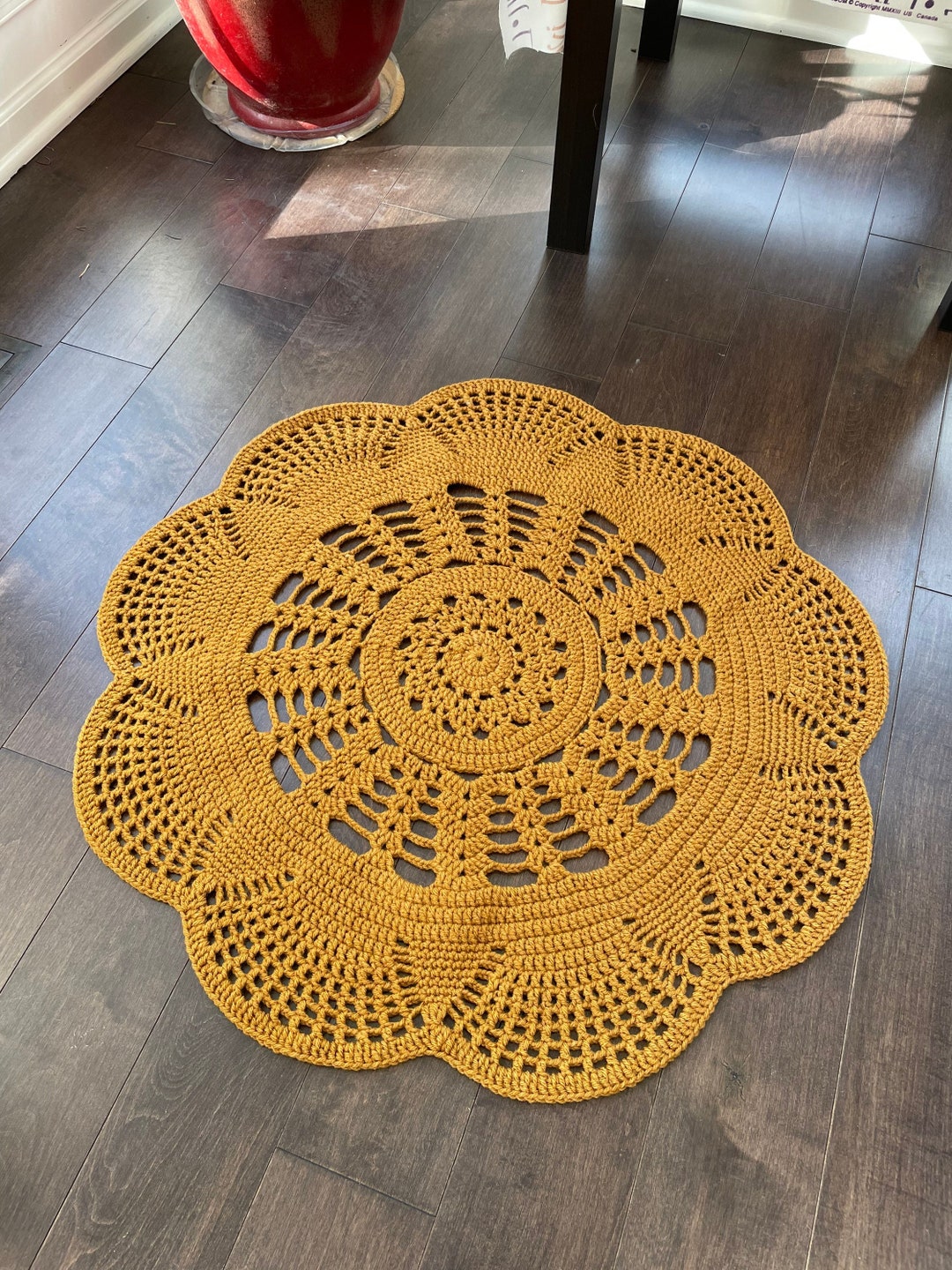 Hand Crocheted Round Rug: Boho Decor, 30-inch Diameter - Etsy