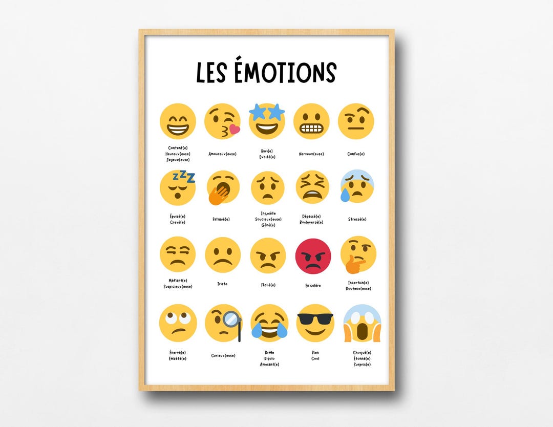 French Emotions Poster: Classroom Wellbeing, Vocabulary (digital ...