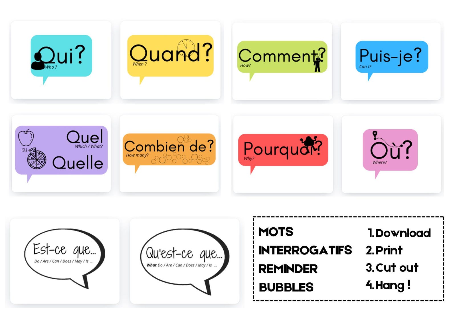 Mots Interrogatifs | Question Words | French Reference Posters ...