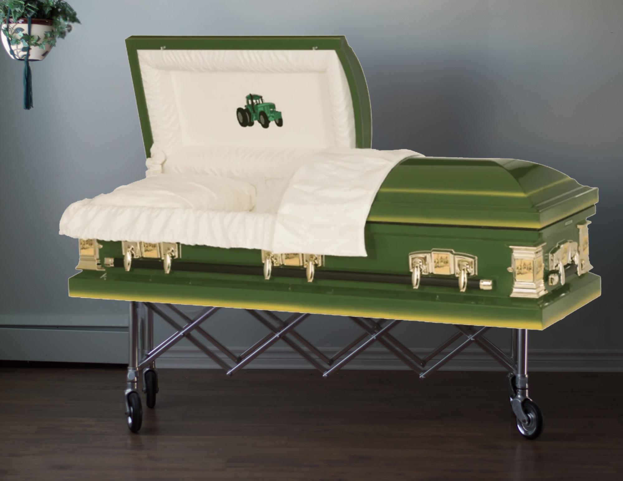 Farmer | Green Steel Casket With White Interior - Etsy
