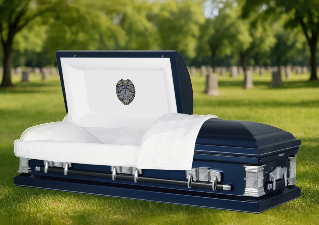 The Officer | Dark Blue Steel Casket With White Interior - Etsy