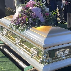 Angel Reflections | White and Gold Steel Religious Casket - Etsy