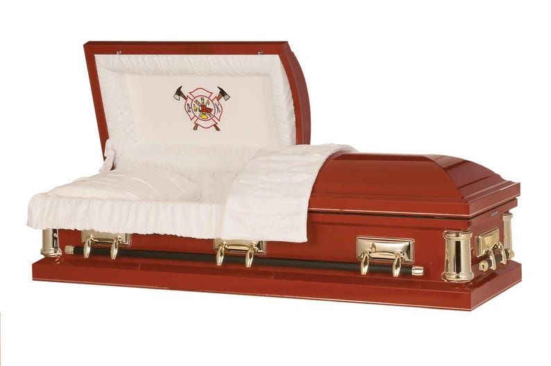 Firefighter | Red Steel Casket With White Interior - Etsy
