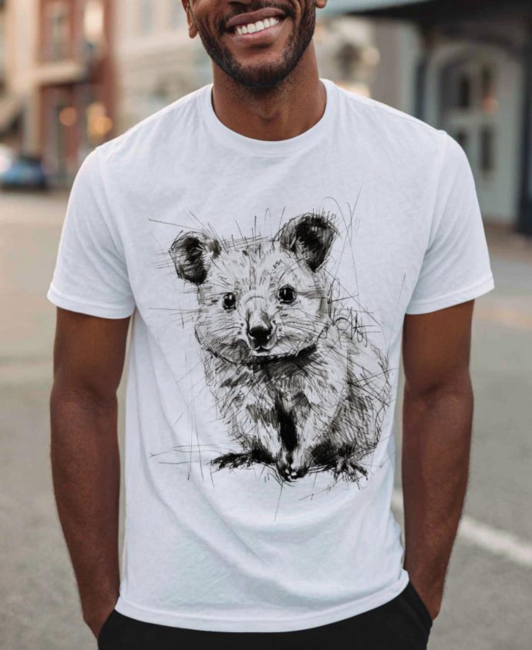 The Quokka Scribble T-shirt, Cute Marsupial Tee, Animal Lover Gift ...