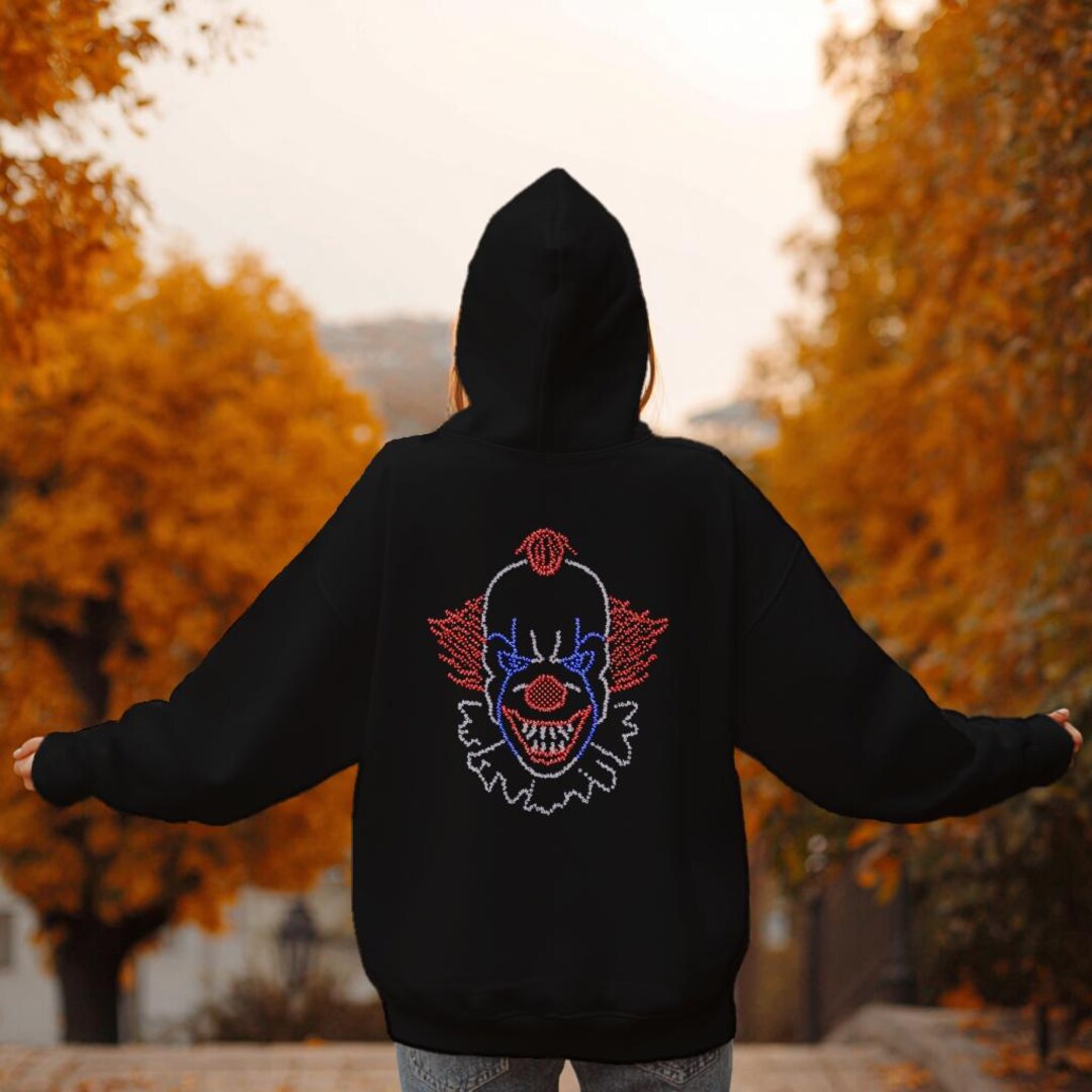 Sinister Clown Full Zip Hoodie, Horror Streetwear, Creepy Scary ...