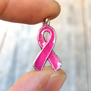 Pink Ribbon Charms, Breast Cancer Ribbon Charms, Awareness Ribbon ...