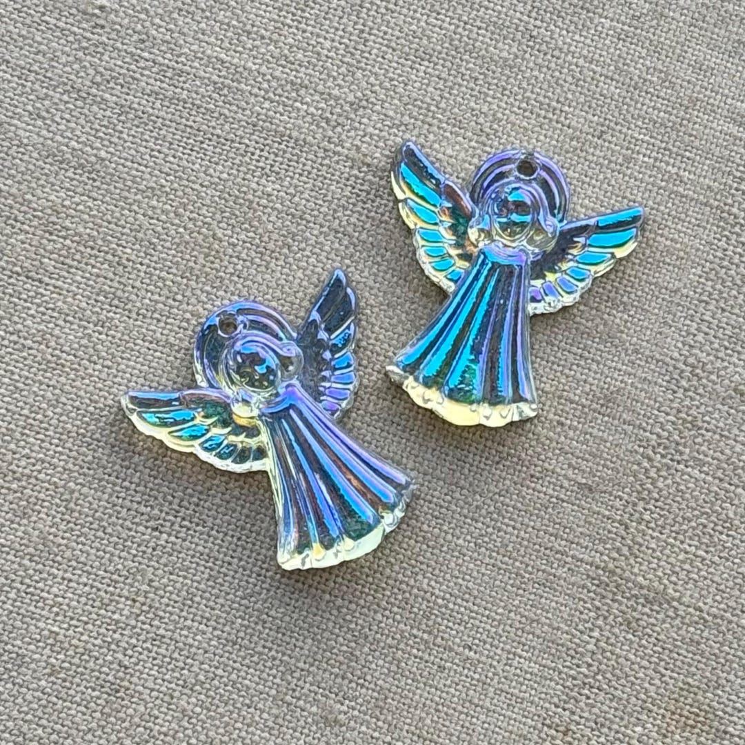 Clear AB Angel Charms, Glass Angel Charms, Foil Back Angel Charm ...
