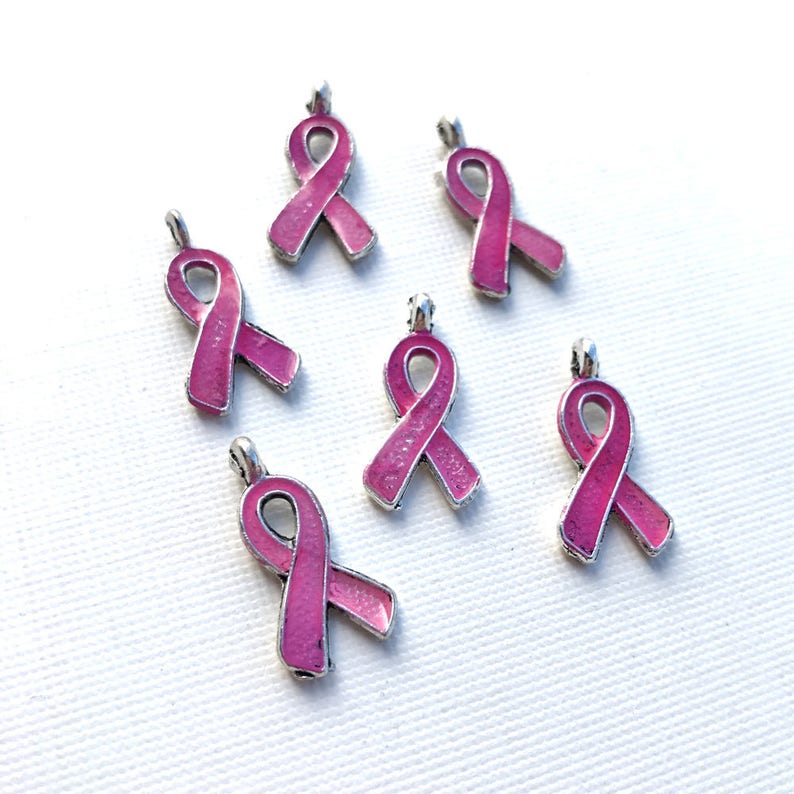 Pink Ribbon Charms Breast Cancer Ribbon Charms Awareness | Etsy