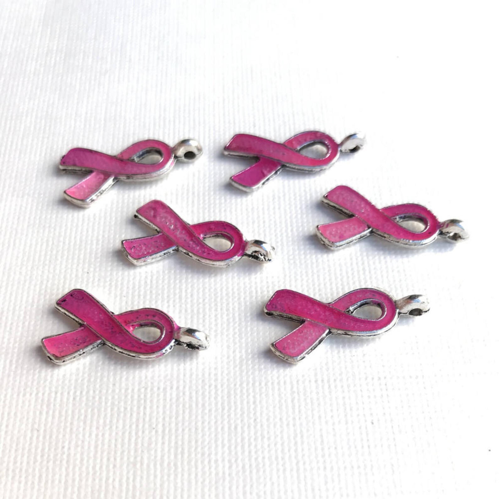 Pink Ribbon Charms Breast Cancer Ribbon Charms Awareness | Etsy