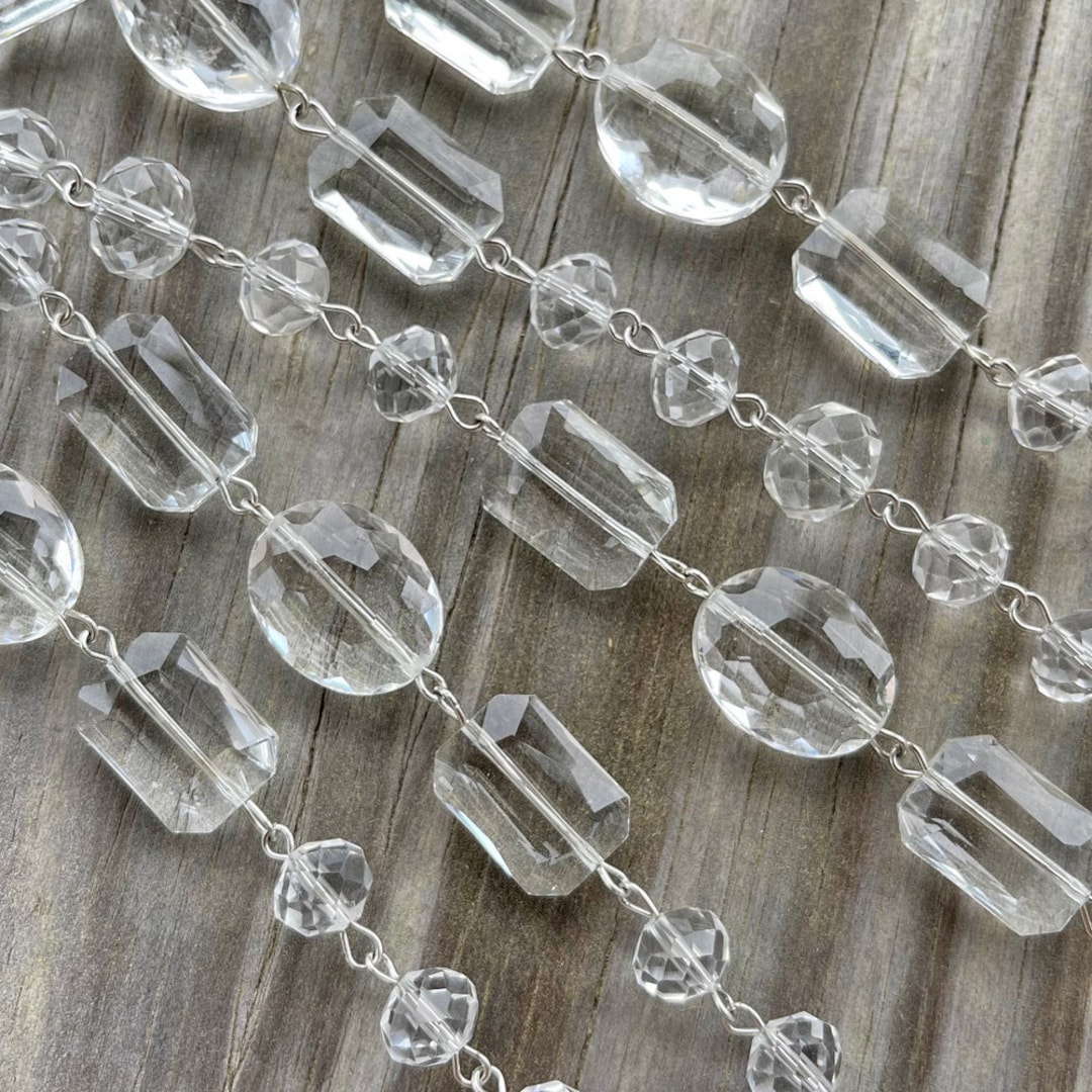 Clear Crystal Bead Chain, Multi Shape Large Size, 20mm Ovals, 18mm ...