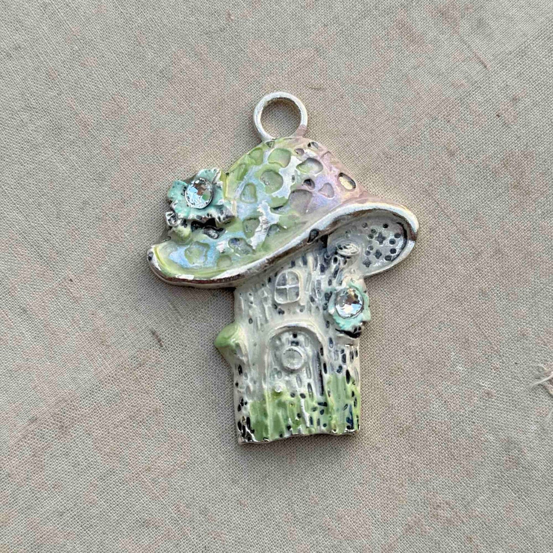 Green Toadstool Pendant, Mushroom Gnome Home, OOAK Artisan Toadstool ...