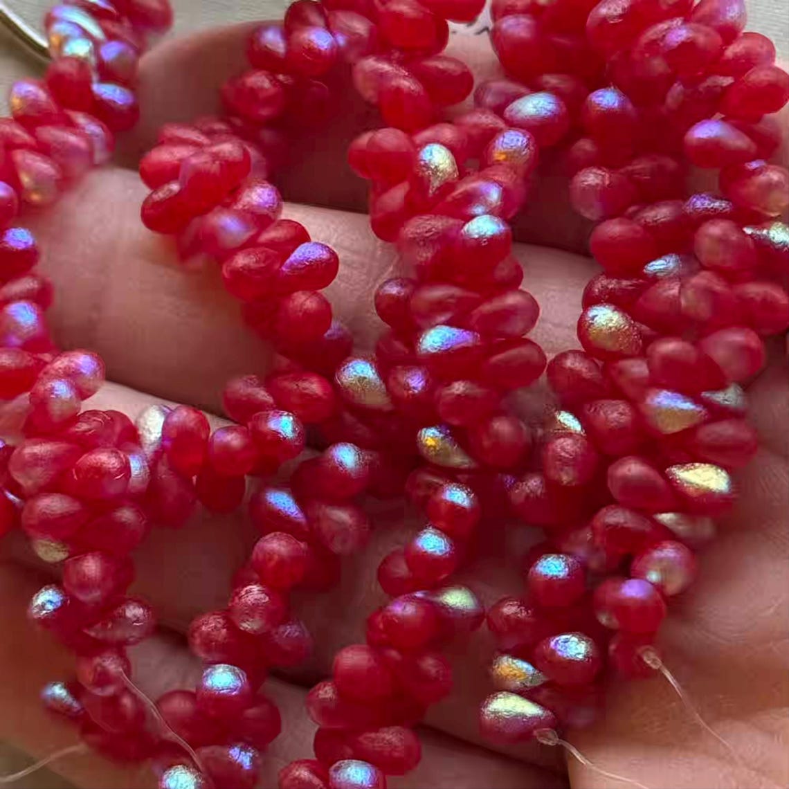 Red AB Drop Beads, Aged Czech Drop Beads, 6mm Czech Drops, 6mm Drop ...