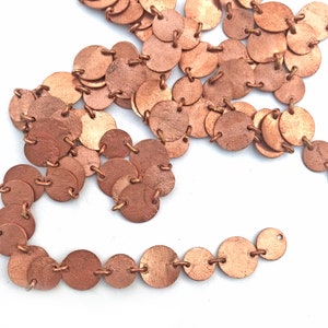Solid Raw Copper Chain Flat Coin Copper Chain 11-14mm Coin - Etsy