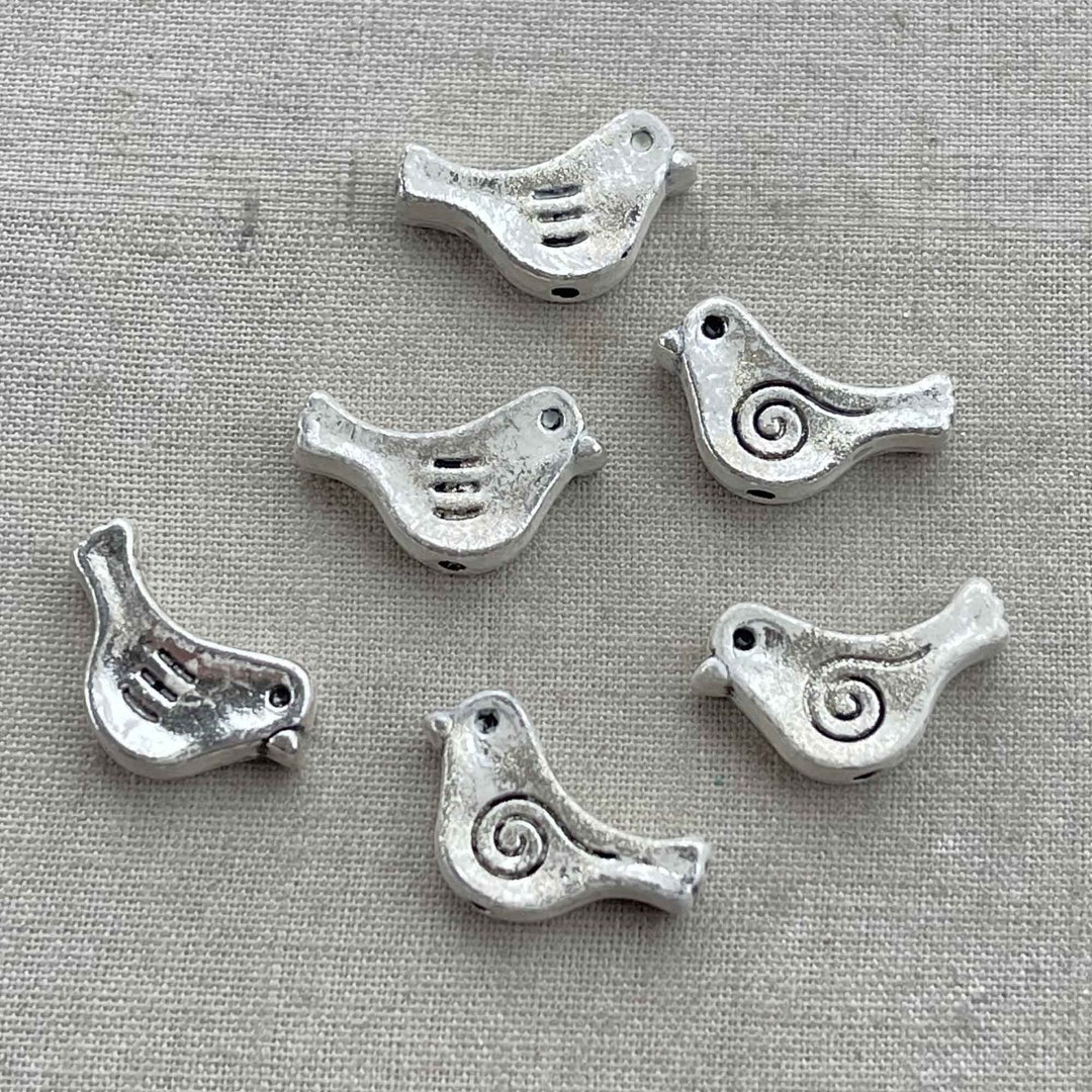 Tiny Cream Patina Bird Beads Shabby White Birds Artisan Bird - Etsy