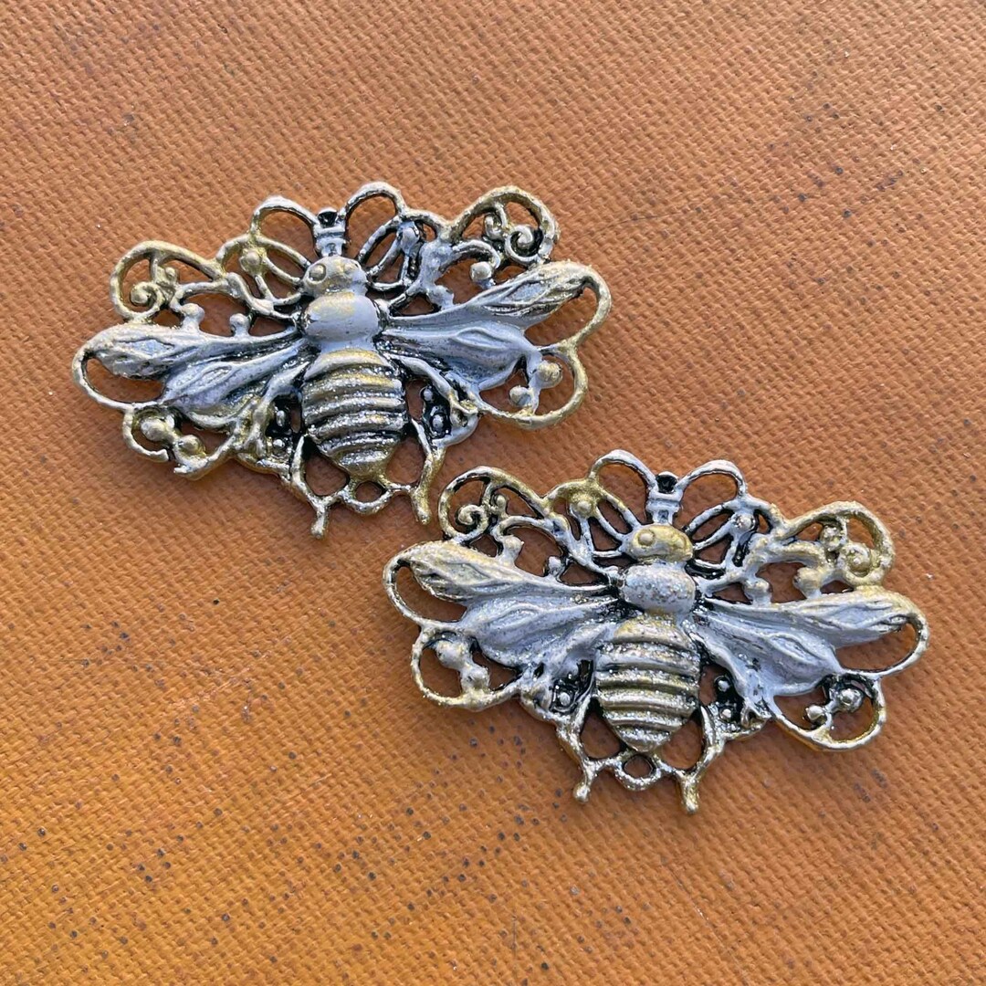 Vintage Filigree Honeybee Pendant, Artisan Patina Filigree Bee, Small ...
