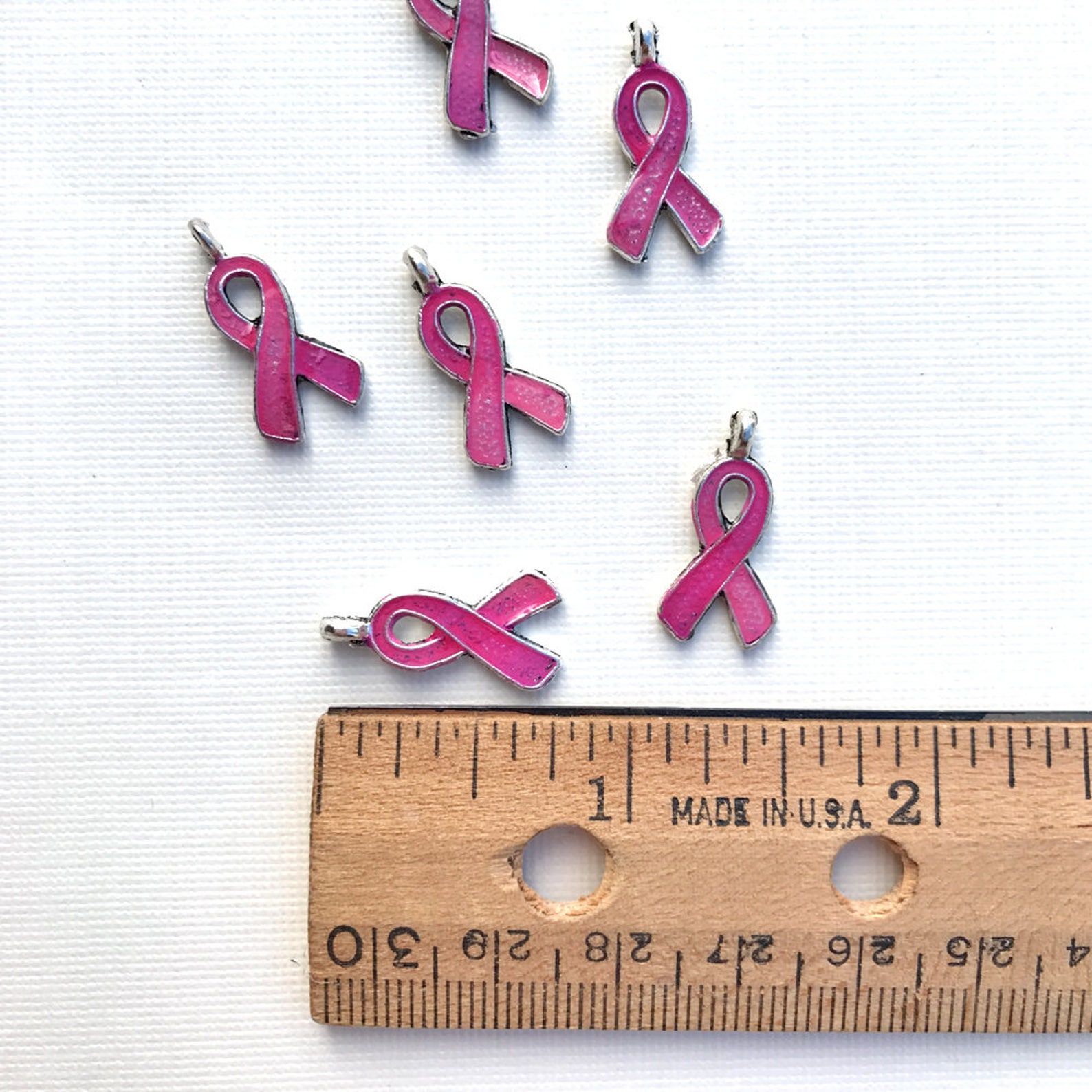 Pink Ribbon Charms Breast Cancer Ribbon Charms Awareness | Etsy