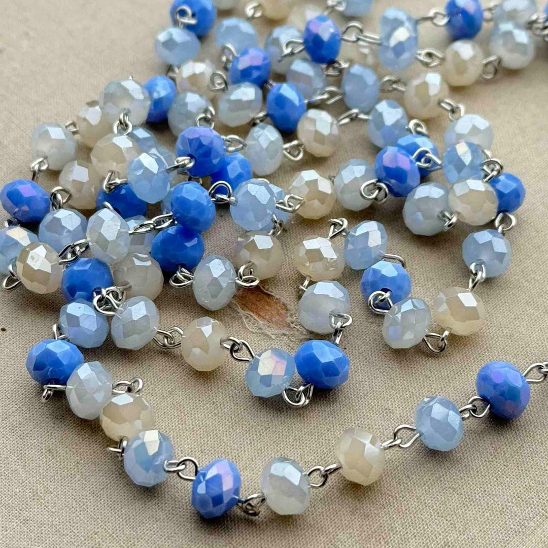 Wind in the Willows, Blue Opal Crystal Rosary Chain, Periwinkle Crystal ...