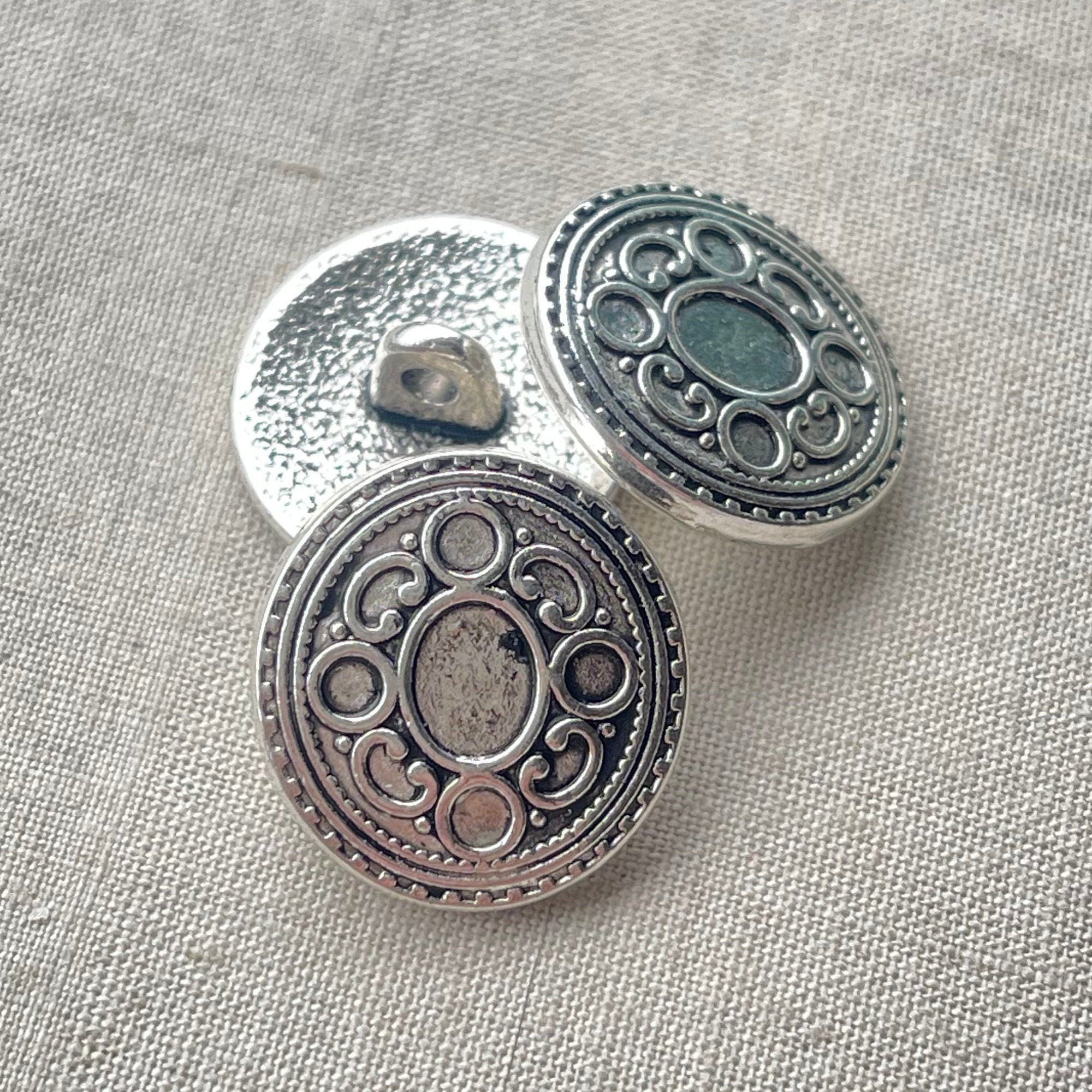 Oval Button Bezel Button Silver Plated Metal Alloy Button - Etsy UK