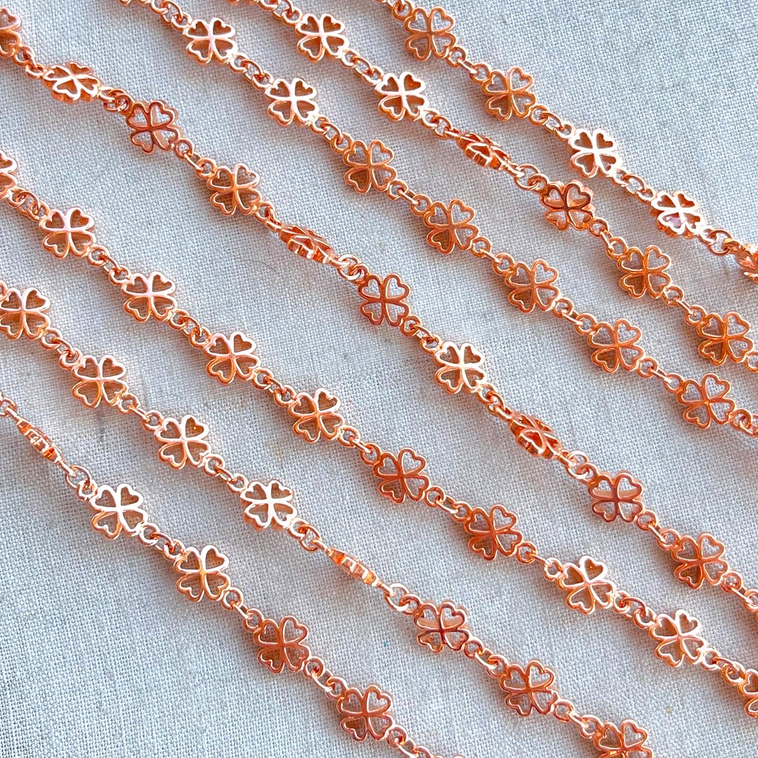 Clover Chain, 4 Leaf Clover Copper Chain, Copper Plated Brass, 10x6mm ...