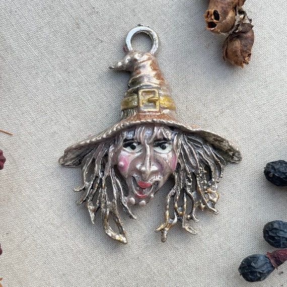 Golden Wicked Witch Pendant Folk Witch Pendant Artisan Witch - Etsy