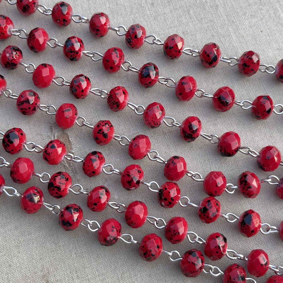 Red Rum, Red Black Beaded Chain, Halloween Crystal Chain, 8mm Rondelle ...