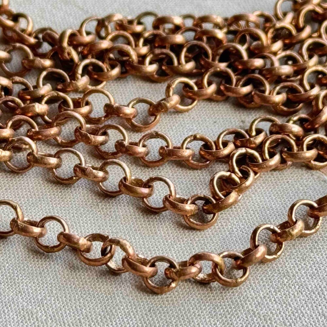 4.5mm New Solid Copper Chain, Rolo Copper Chain, 4.5mm Antiqued ...