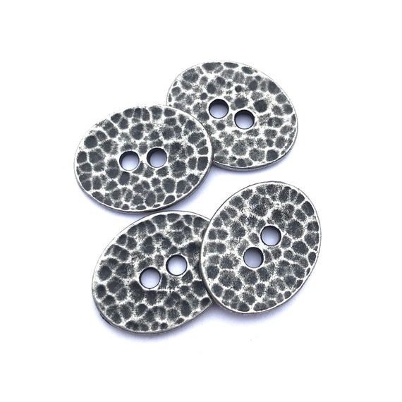 Hammered Oval Pewter Button Dimpled Oval Button Silver | Etsy