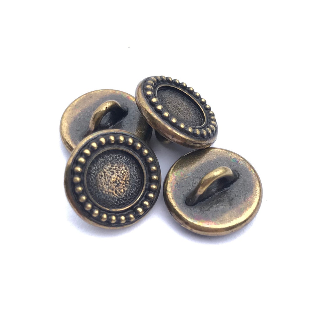 Bezel Brass Button, Beaded Bezel Button, 7mm Bezel, Brass Plated Pewter ...