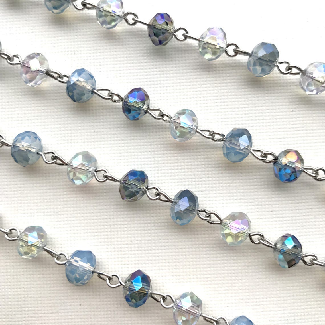Light Blue Crystal Bead Chain Blue Opal Bead Chain 8mm - Etsy