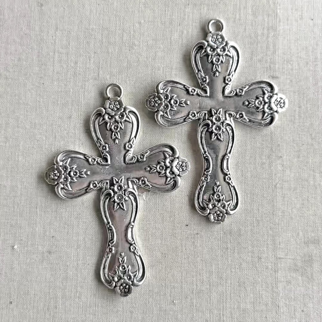 Vintage Style Spoon Cross Pendant, Victorian Style Cross, Shabby ...