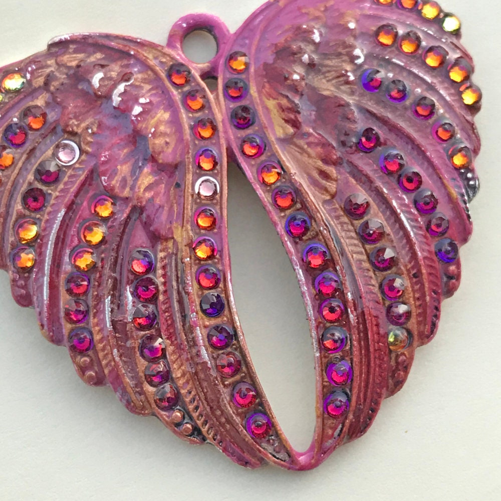 Artisan Crystal Wing Pendants Red Wings Pendant Crystal Wing | Etsy