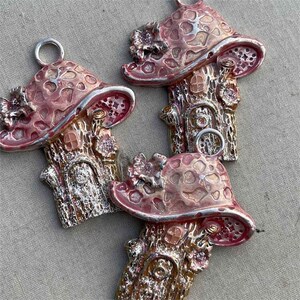 Coral Toadstool Pendant, Mushroom Gnome Home, OOAK Artisan Toadstool ...