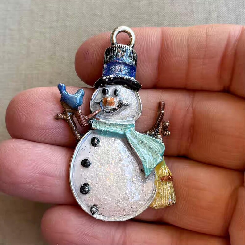 Jack Frost, Vintage Style Snowman, Christmas Pendant, Artisan Snowman ...