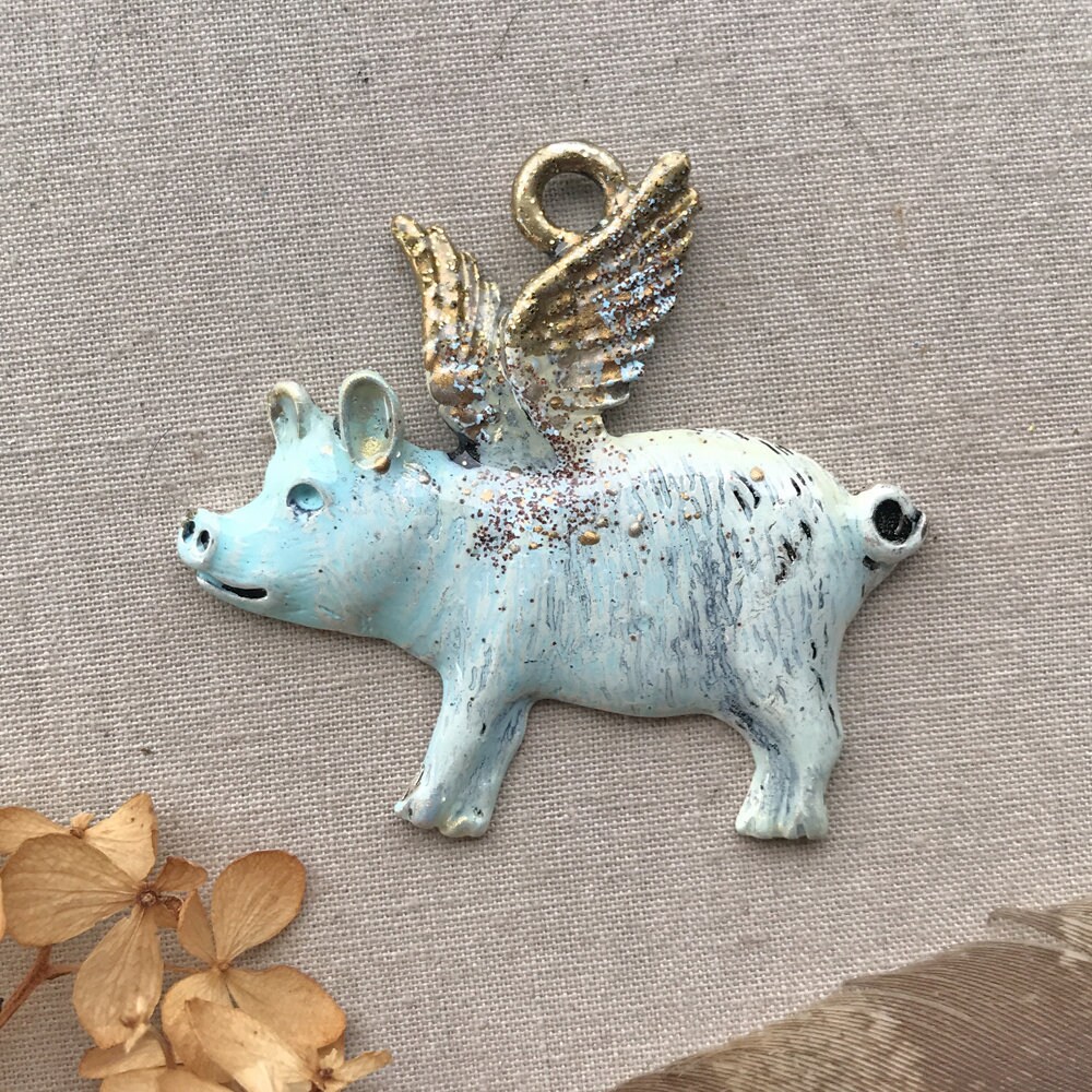 Turquoise Flying Pig Pendant When Pigs Fly Pendant Flying | Etsy