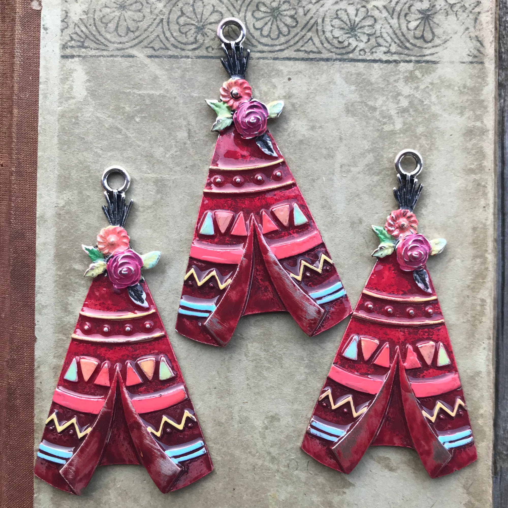 Red Boho Teepee Pendant Rustic Indian Teepee Pendant Boho - Etsy