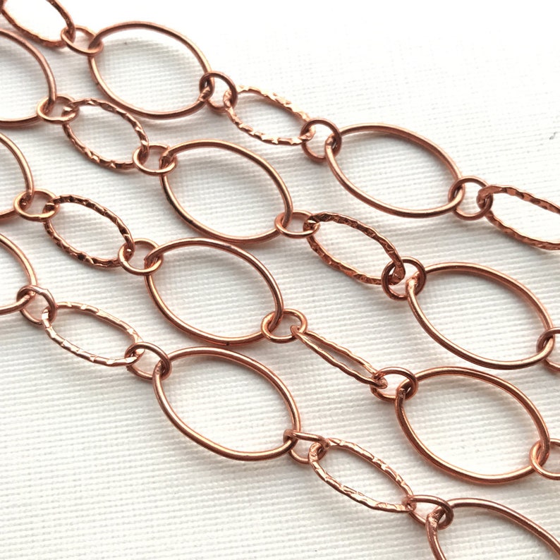 Solid Raw Copper Chain Copper Chain 20x13mm Textured Oval - Etsy
