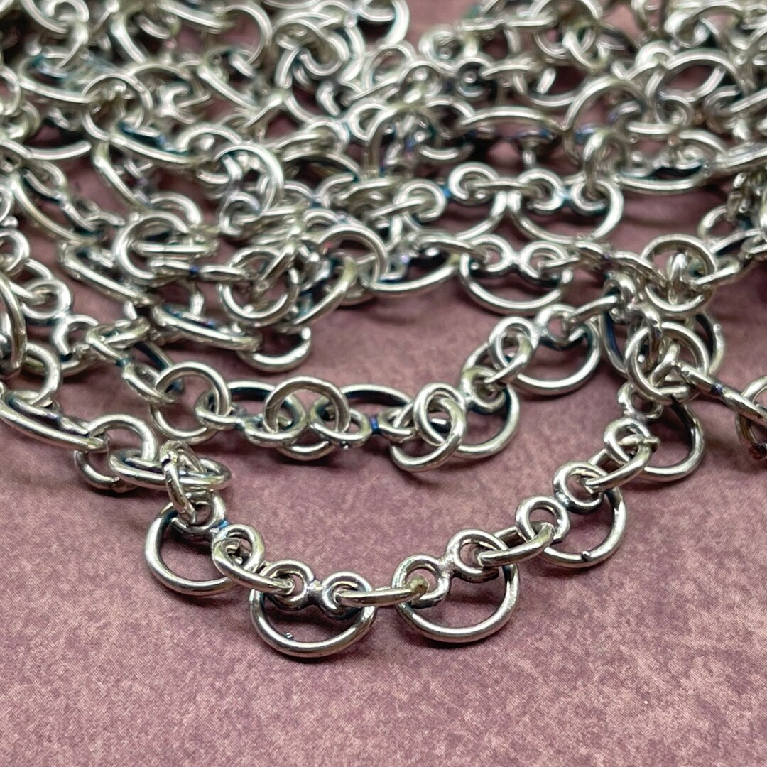 Silver Pretzel Chain, Scroll Silver Chain, Rhodium Copper Chain, 8x6mm ...