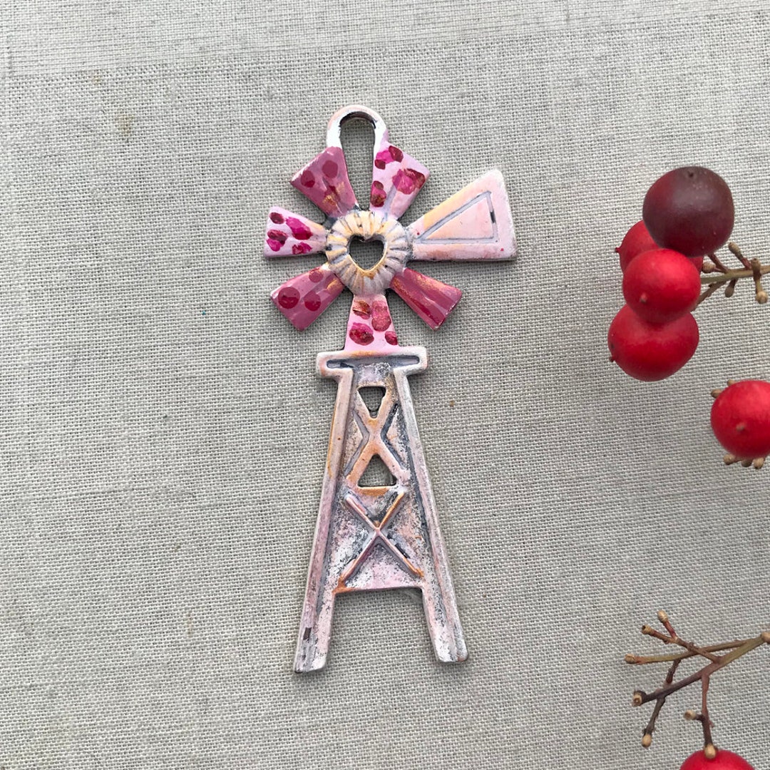 Pink Windmill Pendant, Spotte Red Windmill Pendant, Artisan Windmill ...