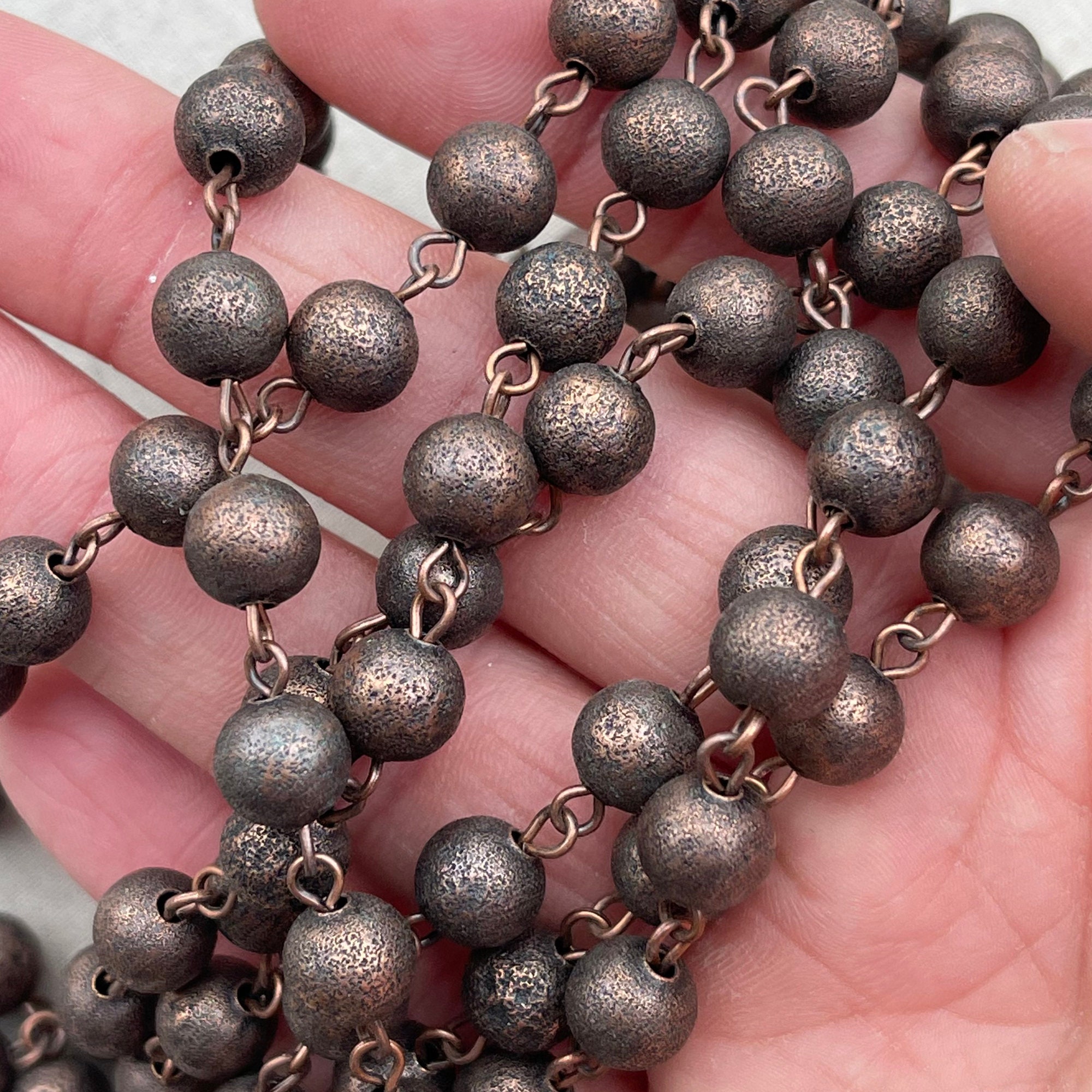 8mm Stardust Antique Copper Beaded Chain, Copper Beaded Chain, Metal ...