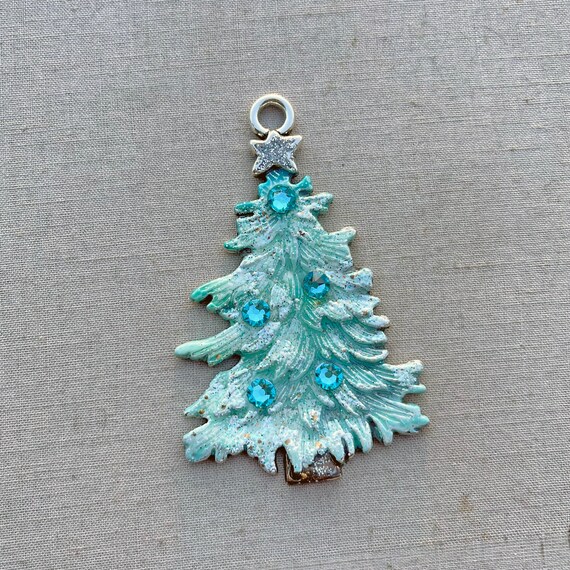 Blue Sparkly Christmas Tree Artisan Christmas Tree Pendant | Etsy