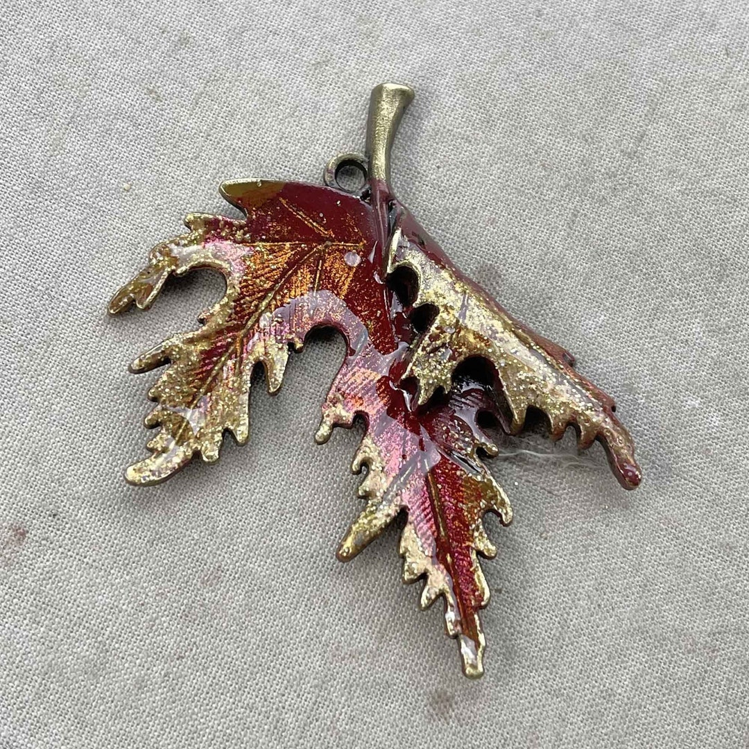Red Maple Leaf Pendant Artisan Maple Leaf Charms OOAK - Etsy