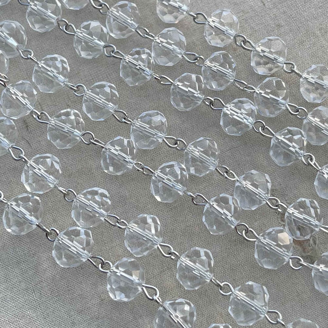 Crystalline, Clear Crystal Beaded Chain, Clear Beaded Chain, 10mm ...