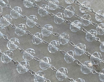 Light Blue Crystal Bead Chain, Blue Opal Bead Chain, 8mm Rondelle ...