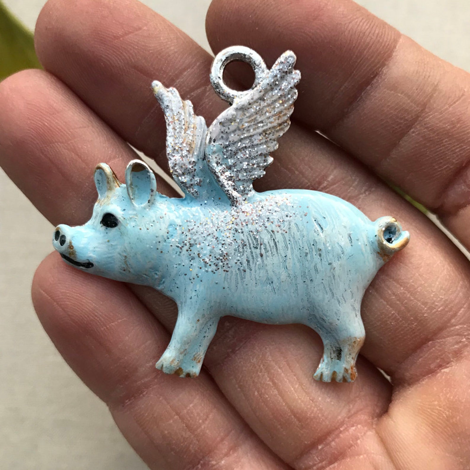 Turquoise Flying Pig Pendant When Pigs Fly Pendant Flying | Etsy