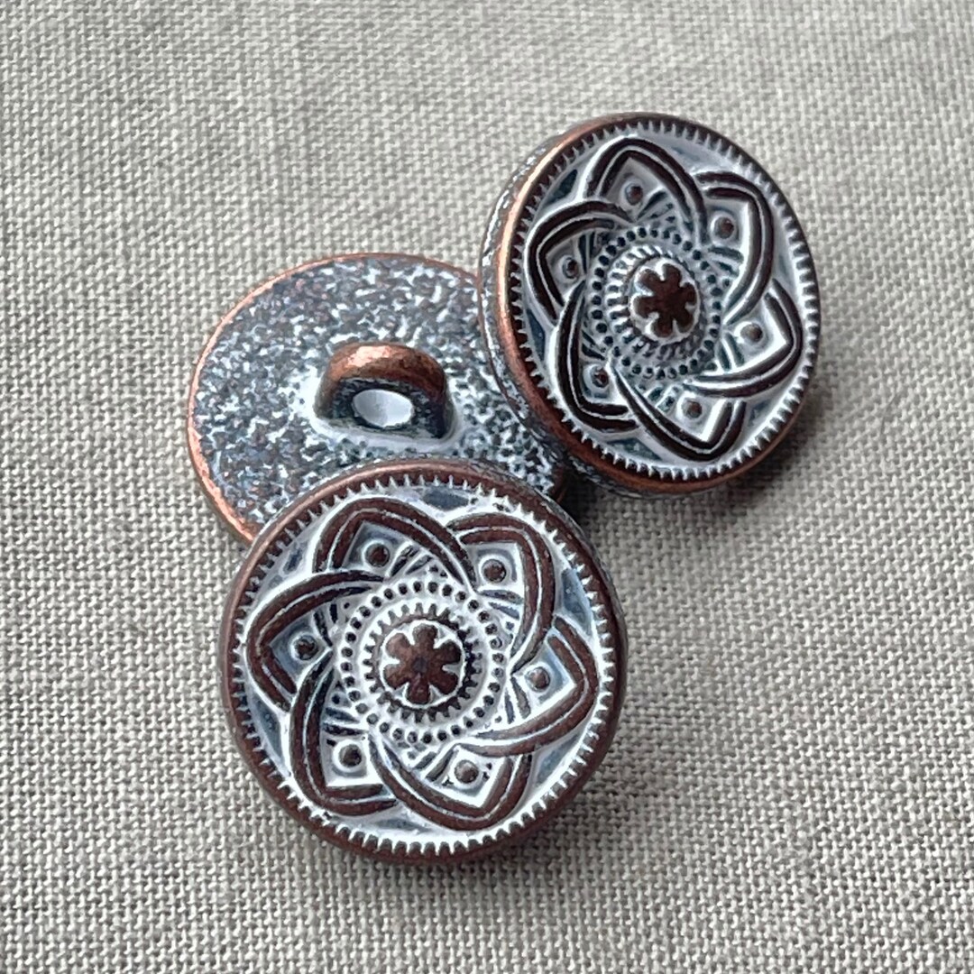 Patina Celtic Star Button, Star Flower Button, Antique Copper Metal ...