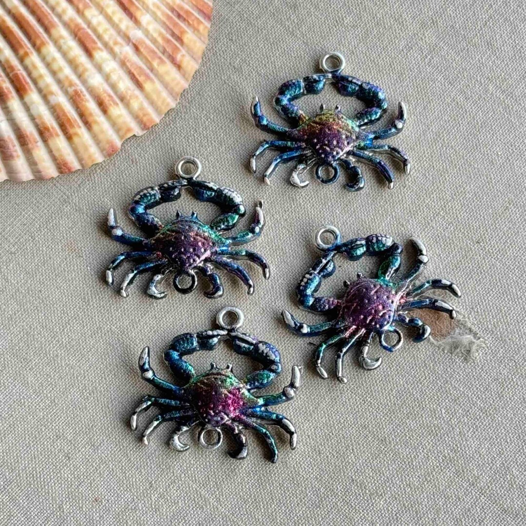 Ursula Crab Links, Crab Charm Links, Purple Shimmer Crabs, Hand Painted ...