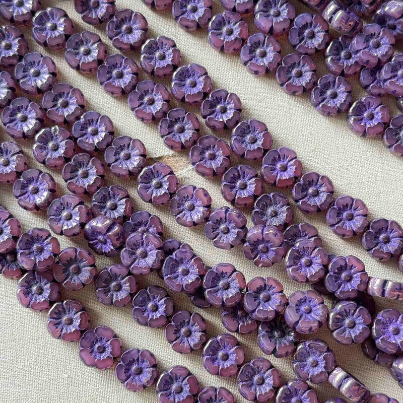 Purple Flower Beads - Etsy
